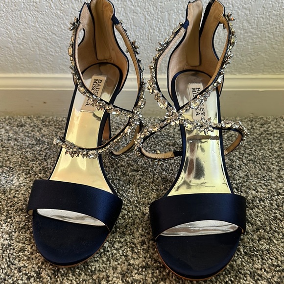 Badgley Mischka | Shoes | Badgley Mischka Blue Satin Heel | Poshmark